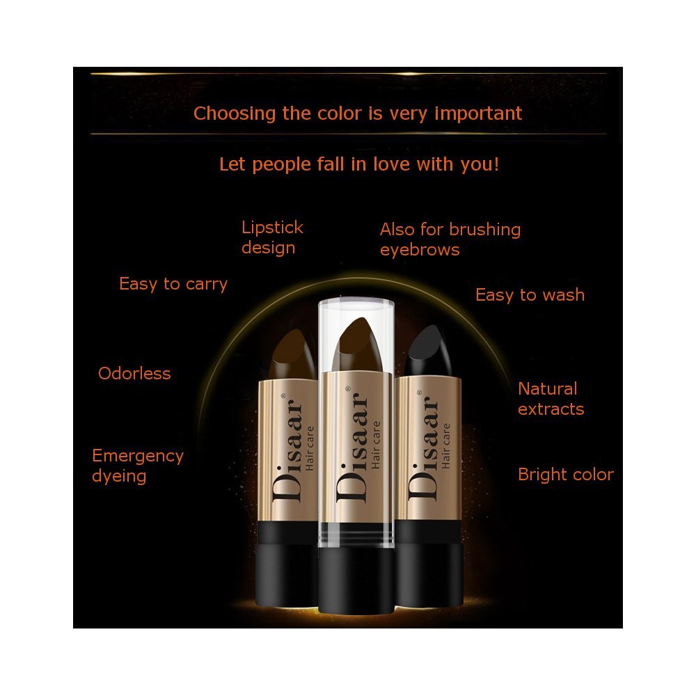 DISAAR Beauty Hair Care Balm Hide White Grizzle Hair Color Lipstick 10g (BLACK)