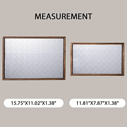 Serving Food Trays - 2 Pack Wood Trays for Serving Food - Food Trays Party Serving Trays and Platters for Breakfast, Coffee/Tea Table