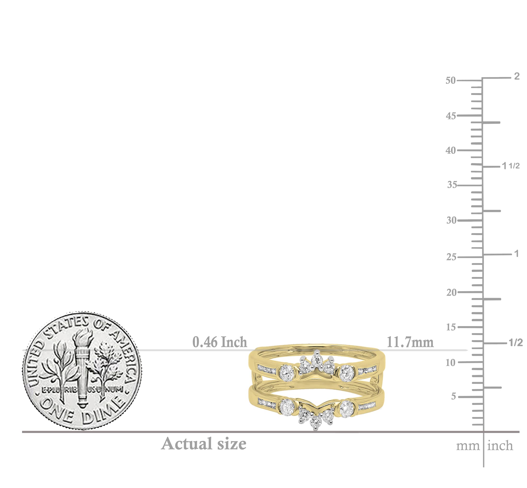 Dazzlingrock Collection Round White Diamond Wedding Enhancer Ring for Women (0.50 ctw) in 10K Yellow Gold Size 6.5