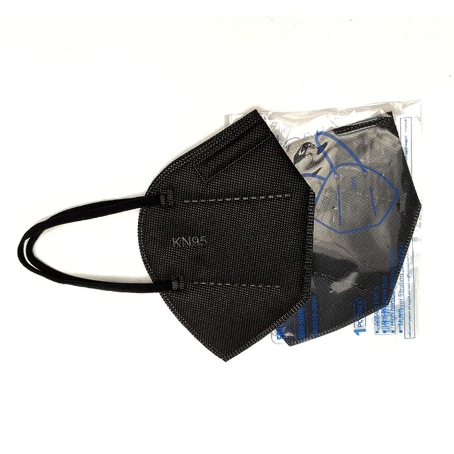 HEALTHIFY KN95 FACE MASK 5-Layer Filtration Black Mask - Liquid and Dust Proof Face Protection - 10 Pack