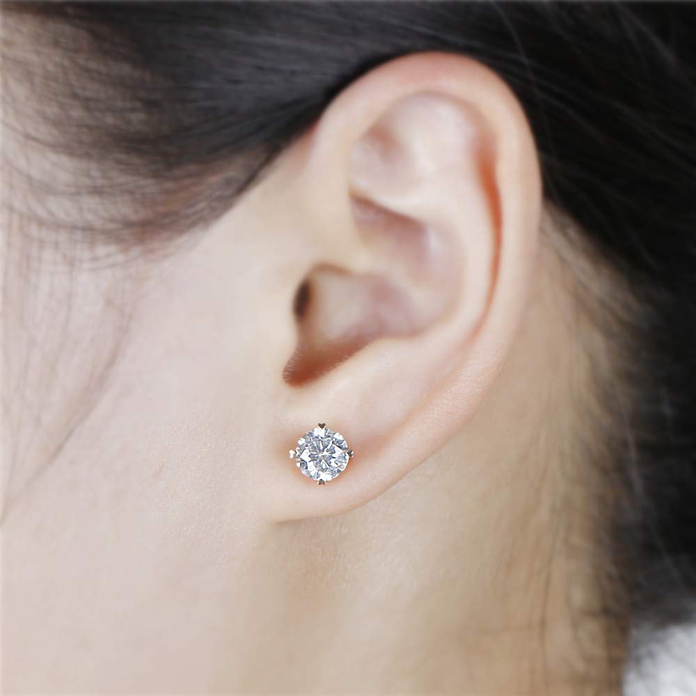 DovEggs Solid 14K Rose Gold 2ct 6.5mm G-H-I Color Heart Arrows Cut Moissanite Stud Earrings Push Back for Women