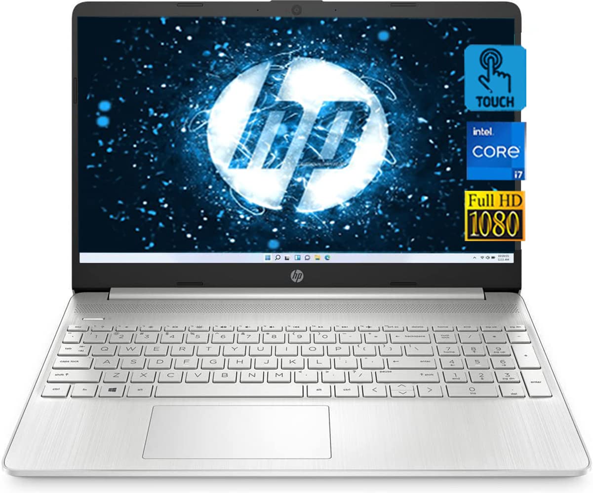 HP 15.6 Inch FHD Laptop, IPS Touchscreen Display, 11th Gen Intel Core i7-1165G7, 32GB DDR4 RAM, 1TB PCIe SSD, Wi-Fi 5, Windows 11 Home, Bundle with JAWFOAL