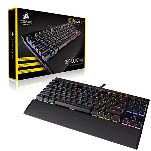 Corsair K65 LUX RGB Compact Mechanical Keyboard - USB Passthrough & Media Controls - Linear & Quiet - Cherry MX Red - RGB LED Backlit
