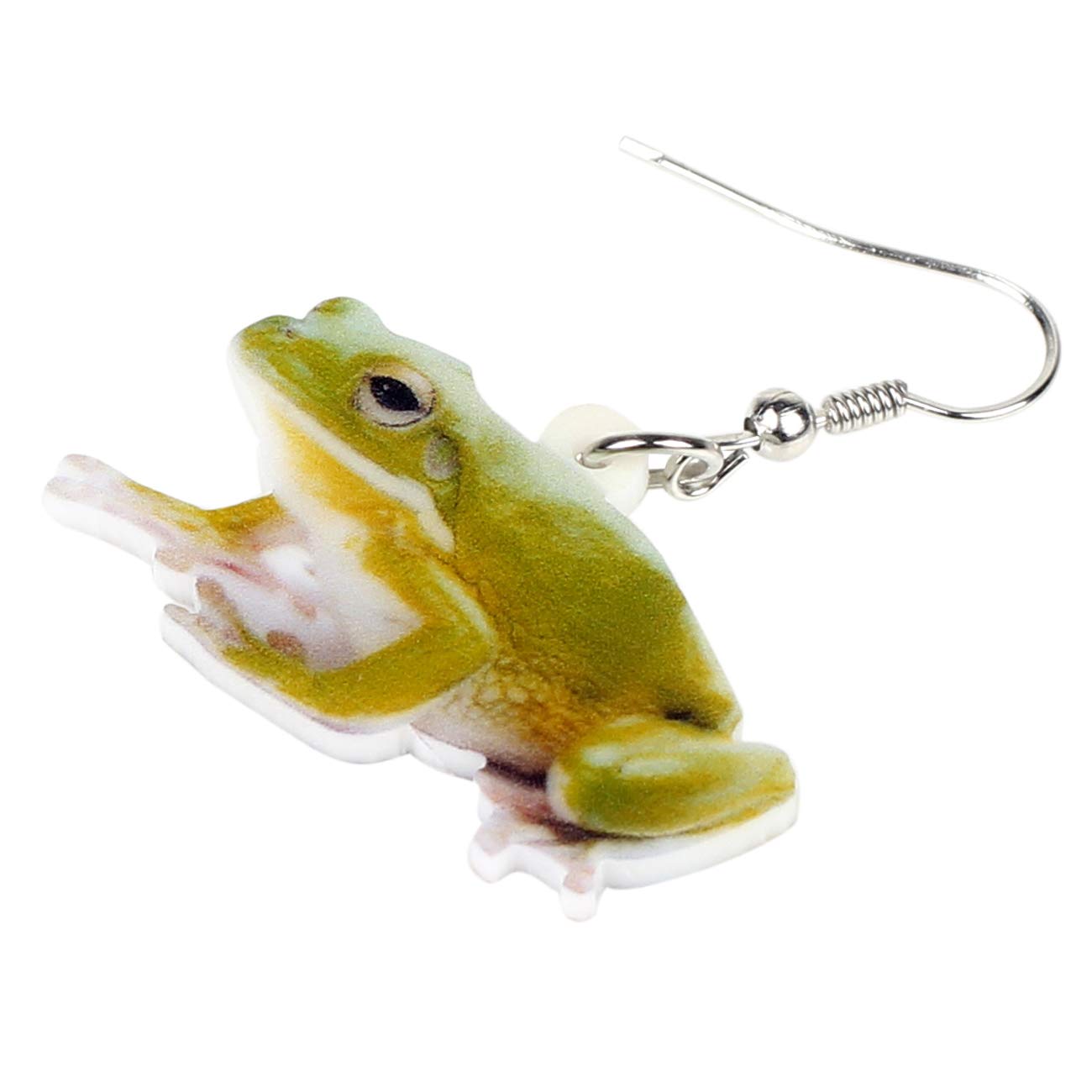 DUOWEI Cute Sitting Frog Earrings Acrylic Drop Dangle Jewelry for Women Aesthetic Gifts (Yellow)