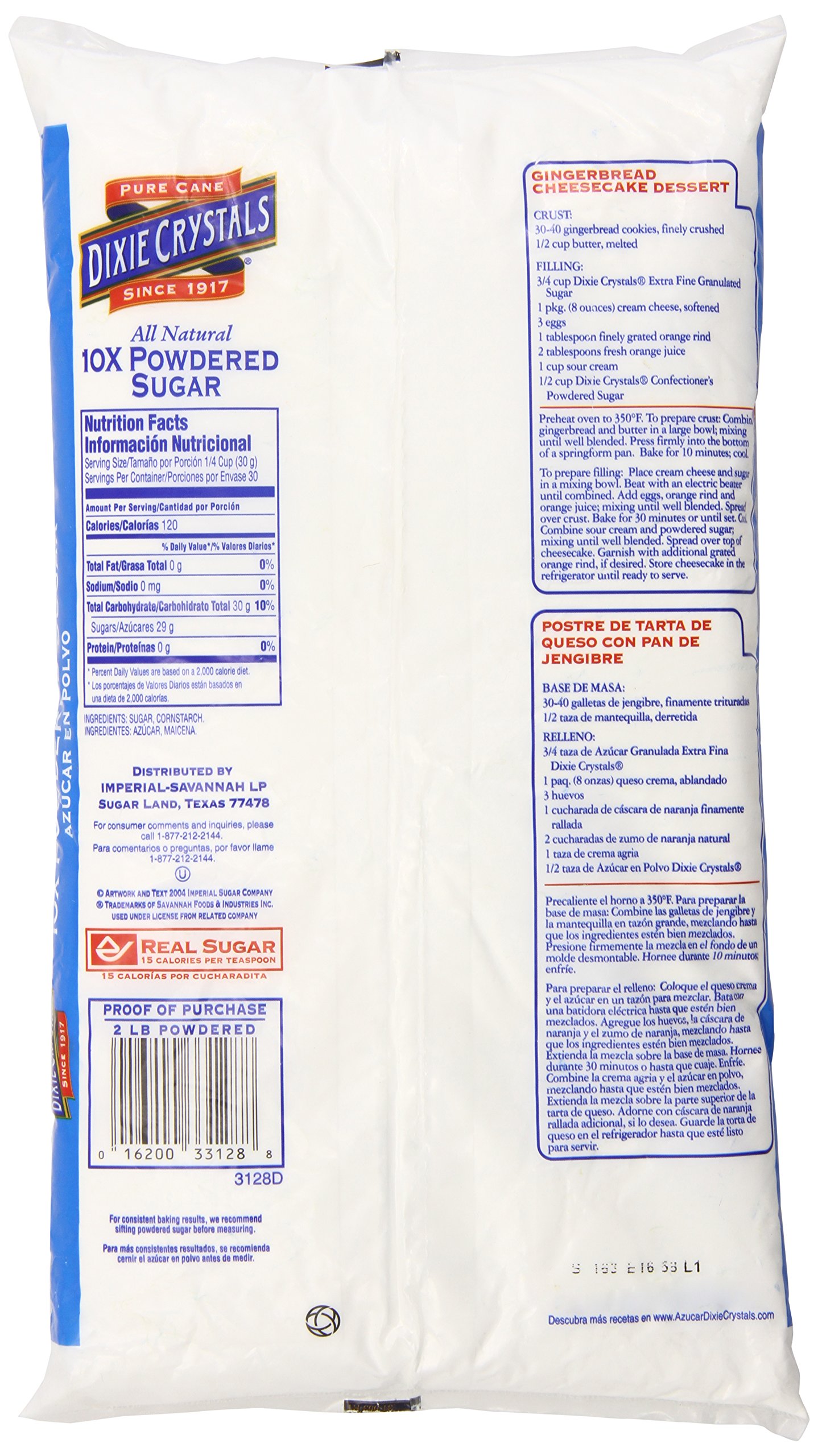 Dixie Crystals Powdered Sugar, 2-Pound (Pack of 6)