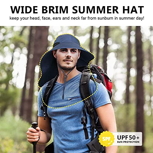 Outdoor Sun Hat for Men with UV Protection Safari Cap Wide Brim Fishing Hat with Neck Flap, for Dad (Army Green)