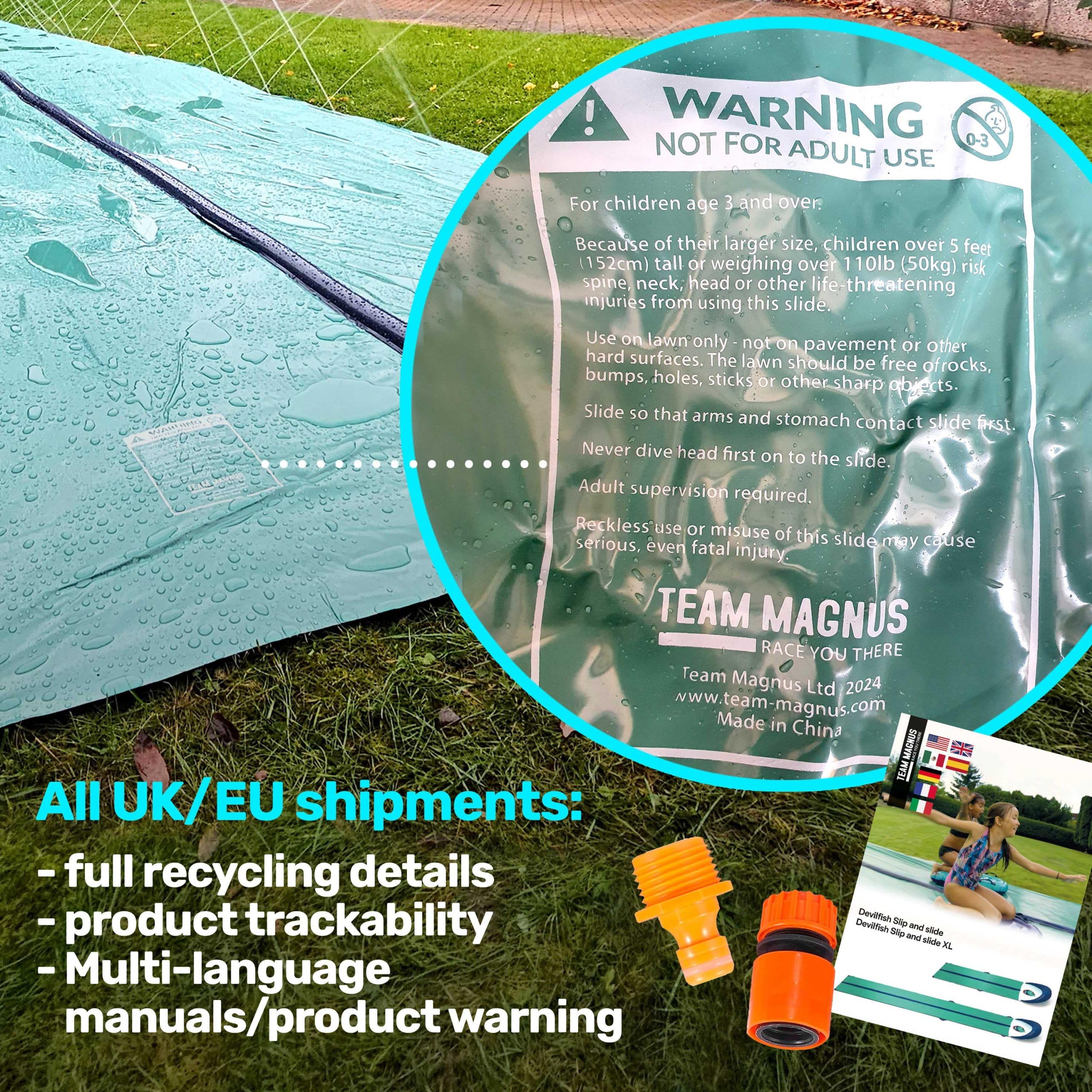 TEAM MAGNUS 31ft Slip and Slide Water Slide with Inflatable Crash Pad, Adjustable Sprinkler for Kids β Slip and Slide for Adults & Kids, Perfect for Backyard Fun