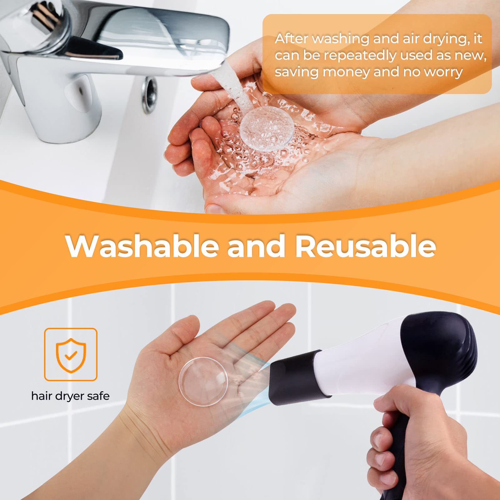 Door Stoppers Wall Protector, Quiet & Reusable Door Stop, 6pcs 1.57in Wall Protectors from Door Knobs, Strong Adhesive to Most Surfaces(Clear)