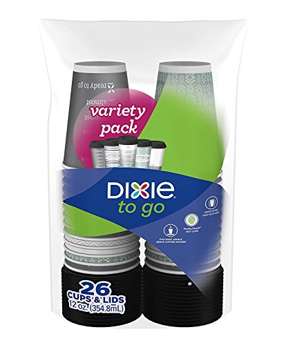 Dixie Go Perfectouch Paper Cups and Lids, Pack of 2-52 Count, 12 Ounce (2 Packs of 26