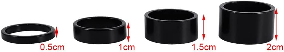 DEWIN 4 PCS Bicycle Headset Spacer Bike Handlebar Stem Spacers Aluminum Alloy Headset Stem Spacer Set Fit 28.6mm Bicycle Front Stem 5MM 10MM 15MM 20MM