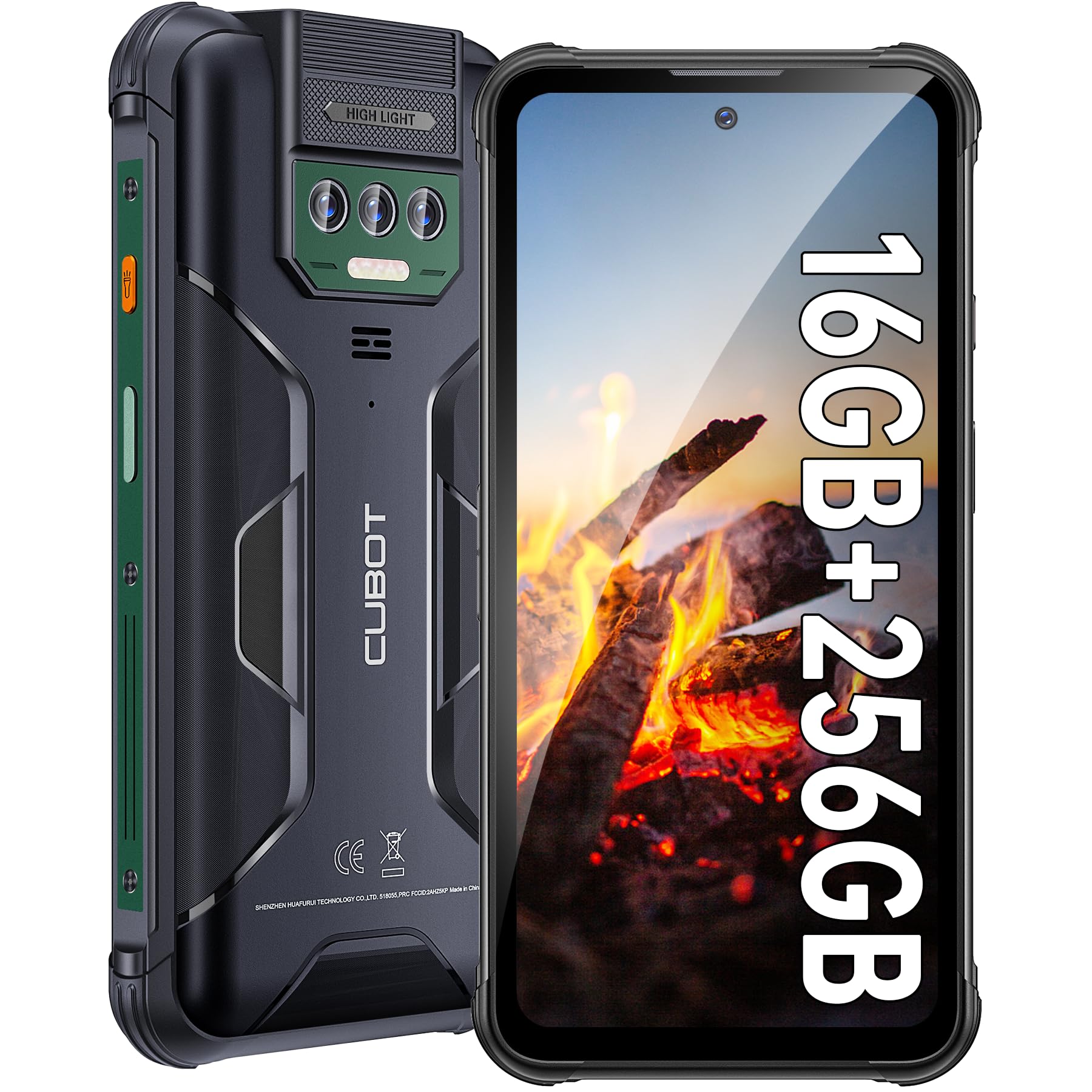 CUBOT KingKong Power(2023)Rugged Smartphone Unlocked -16GB RAM+256GB ROM(1TB Expandable),10600mAh Battery(33W),6.5" FHD+ Display,48MP+20MP Night Vision,Android 13 Cellphone with Flashlight,NFC (Black)