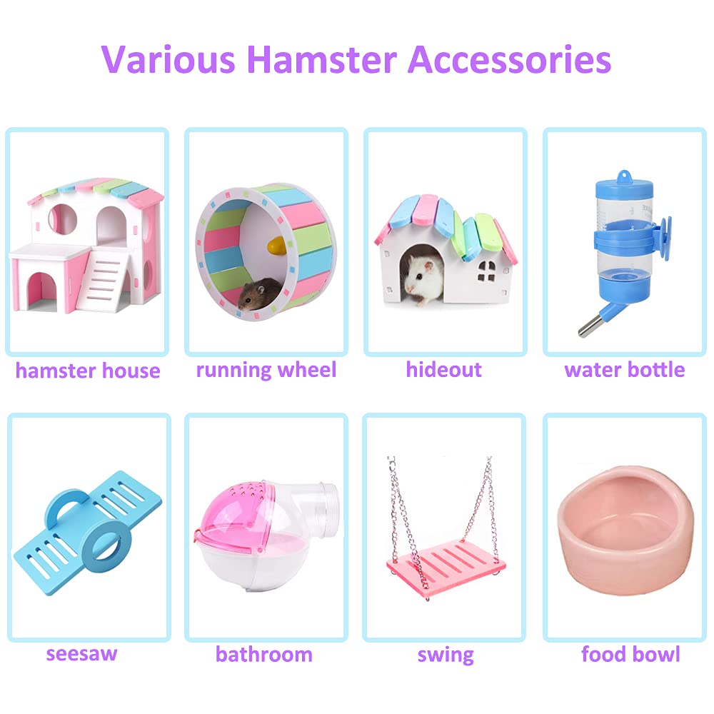 DuvinDD Hamster Cages with Crossover Tubes Tunnels, Large Hamster Cage Habitats Gerbil House, Transparent Acrylic Small Animal Cage for Pet Rat, Syrian Hamster, Mouse with Accessories