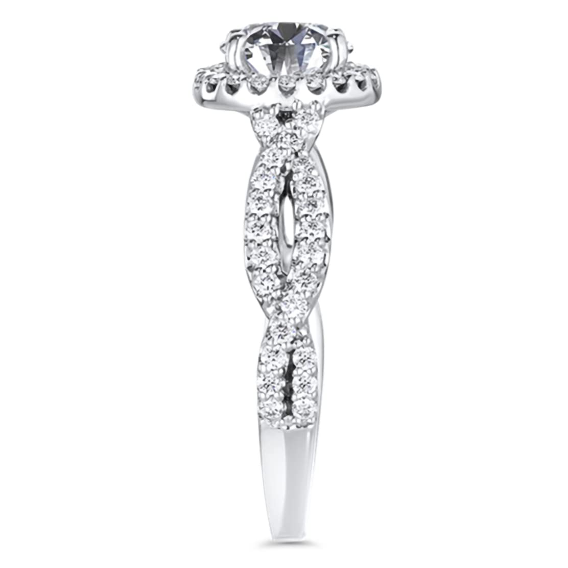 Engagement Ring 1.5 CT Twist Halo Moissanite Engagement Rings for Women 10k Size 4