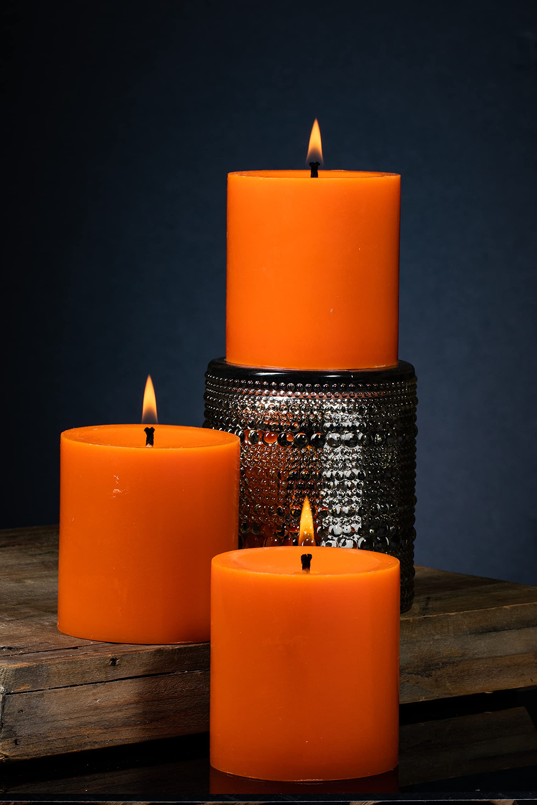 Richland Set of 3 Orange Pillar Candles 3" x 3" Unscented for Weddings Home Holidays Relaxation Spa Church…