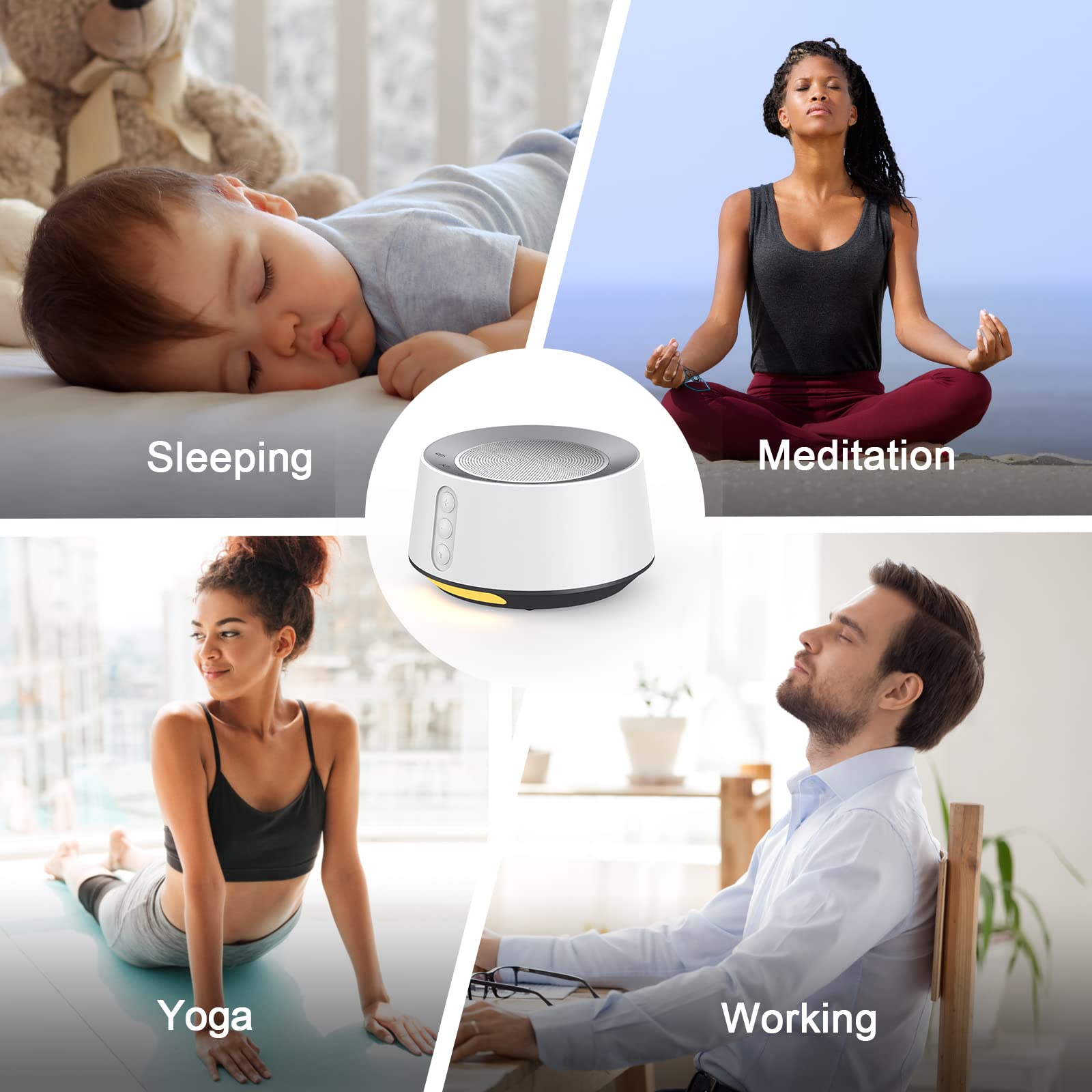 Sundiko White Noise Machine, Sleep Sounds Machine with 14 Soothing Sounds, 5 Sleep Timer and Night Light, Noise Machine for Sleeping Baby Kids Adults White