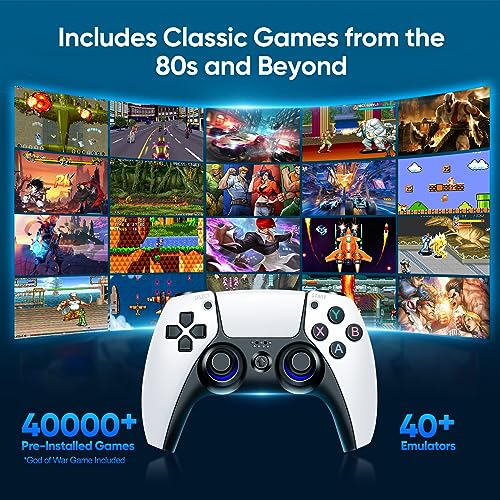 Wireless Retro Game Console, 40+ Emulators Console, Plug and Play Video Game Console, 128GB Built in 40000+ Video Games, HDMI Output, 2.4G Wireless Controllers, Great Gifts for Children and Adults