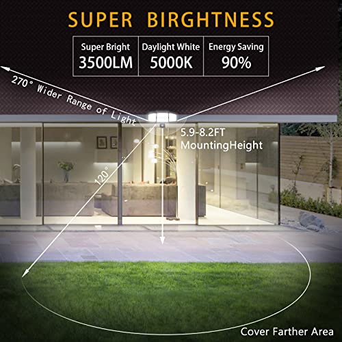 Ganiude 35W Plug in Flood Light Outdoor, Motion Sensor Plug in LED Security Light with Remote Control, Dusk to Dawn, 3 Head, 3500LM, 5000K, IP65 Waterproof Exterior Light for Porch, Garage, Yard