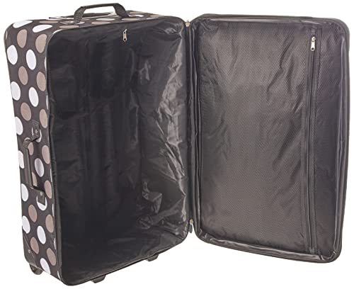 Rockland Escape 4-Piece Softside Upright Luggage Set, Telescoping Handles, Black Dot, (14/19/24/28)