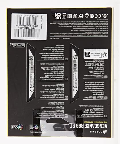 CORSAIR Vengeance RGB RT 32GB (2x16GB) DDR4 4600 (PC4-36800) C18 1.35V Desktop Memory