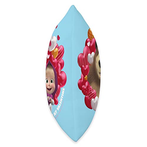 Masha and the Bear You Will be My Valentine, Bear Throw Pillow, 18x18, Multicolor