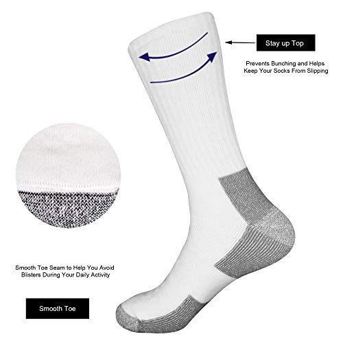 Durcusie 10 pairs Cotton Cushion Crew Socks for Men Athletic All Season Heavy Duty Work Boot with Thick Moisture Control Sweat Wicking