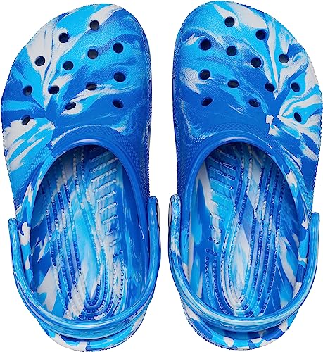 Crocs Unisex-Child Classic Marbled Tie Dye Clog, Blue Bolt/Multi, 5 Big Kid
