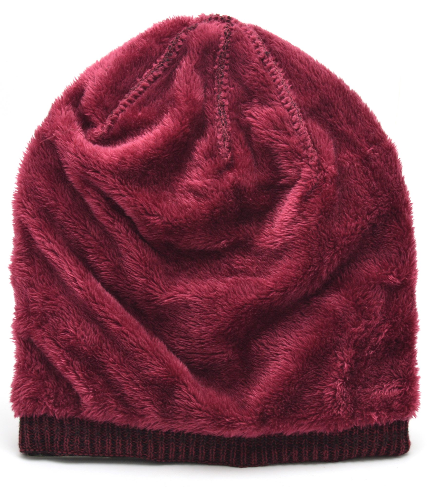 EASTER BARTHE 2 Pack Black & Red Women Winter Warm Knitted Beanie Hat Fleece Lined Baggy Oversized Slouchy Knit Beanie Winter Snow Ski Skull Stocking Hat Cap