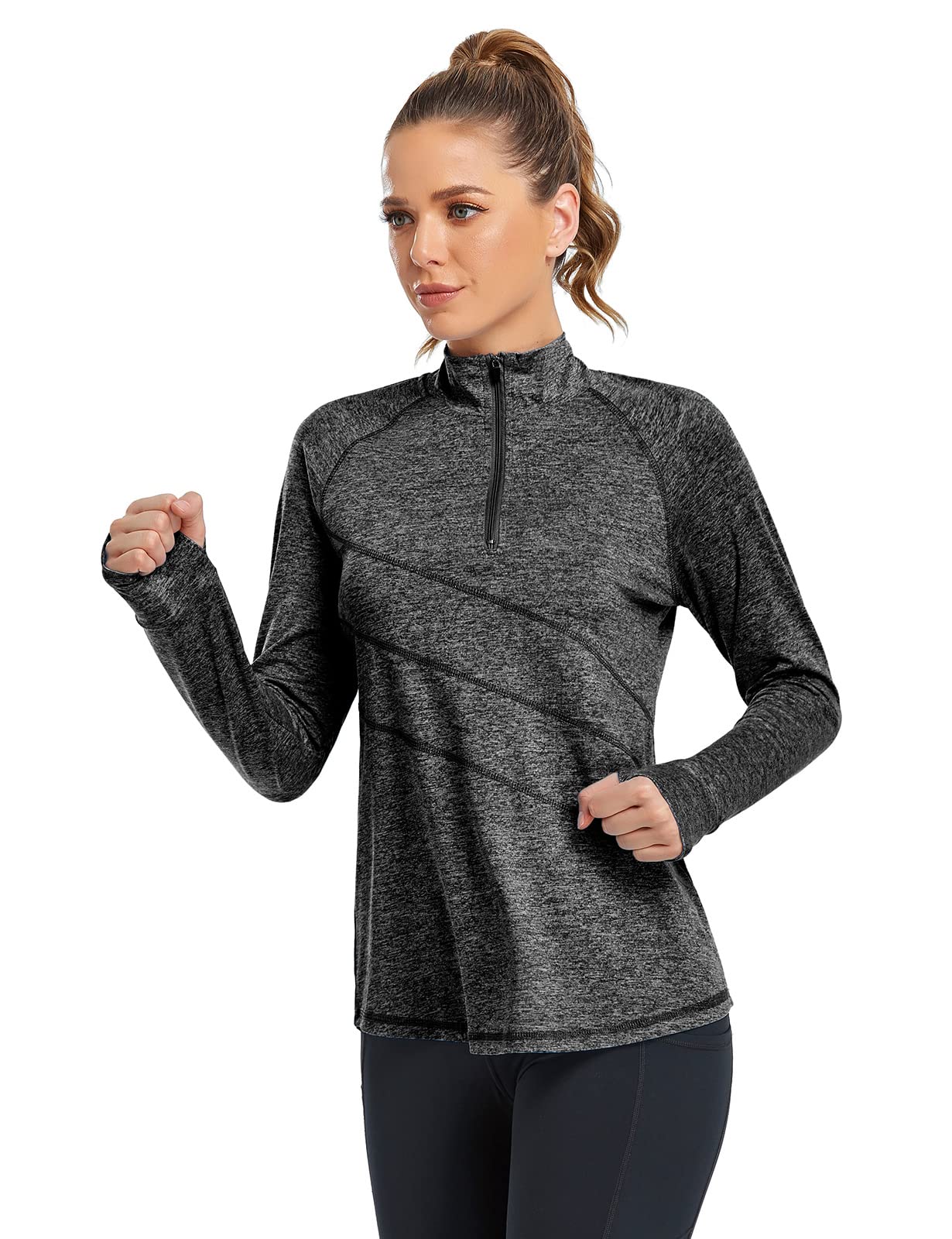 Cucuchy Womens V Neck Golf Polo Shirts Moisture Wicking Sports Workout Tops A-black