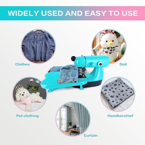Sewing Machines Mini, portable Sewing Machine,sewing machine child's,kit easy hand held sewing machine manual sewing machine leather jeans plastic Upgraded Electric Sewing Machine with Sewing Bag, Expansion, LED Light (Blue)