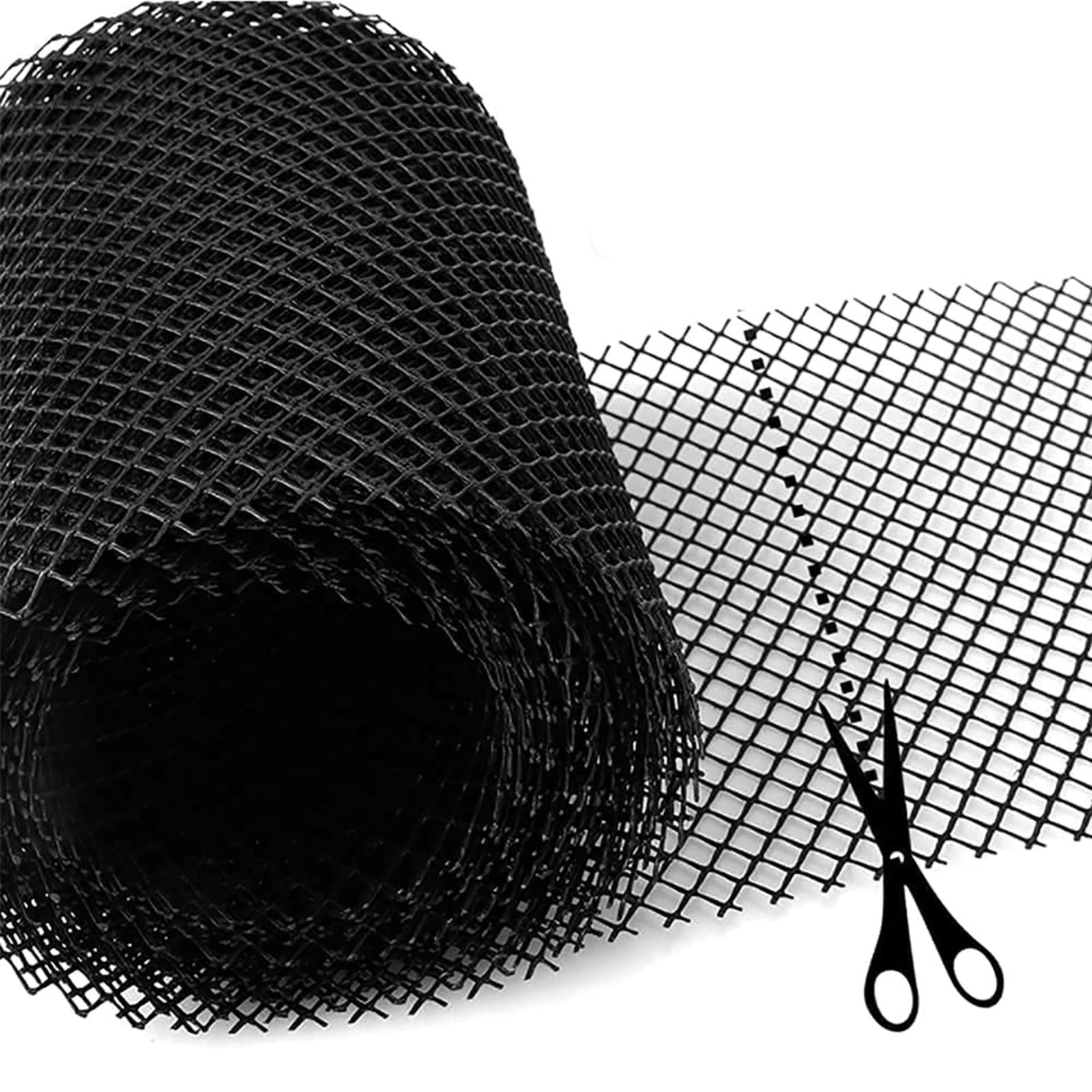 DEYROS Gutter Guard Mesh, 15cm X 6m Gutter Guards Leaf Protectors, Mesh Gutter Safeguard with 15 Fixing Hooks, Blocking Garbage Leaf Prevention Gutter Mesh for Leaves, Twigs and Branches