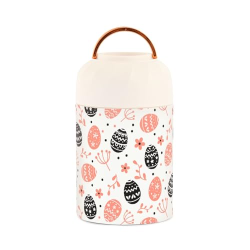 Easter Egg Small Flowers Kids Womens Lunch Insulated Jar with Spoon 17oz/500ml Hot Lunch Containers Stainless Steel Vacuum Leak Proof Food Storage for Short Travel
