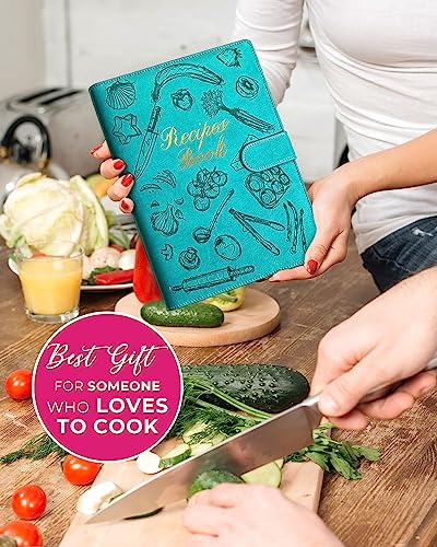 molekaus Recipe Book ,Blank Recipe Book to Write in Your Own Recipes,Recipe Notebook for Family Cooking, Removable Hardcover 7" x 10"Recipe Journal with 160 Pages-green