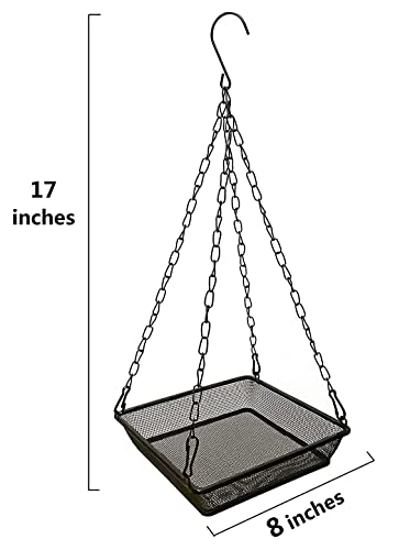 Hanging Bird Feeder Tray Platform Metal Mesh Seed Tray for Bird Feeding Outdoor Garden Decoration for Wild Backyard Attracting Birds