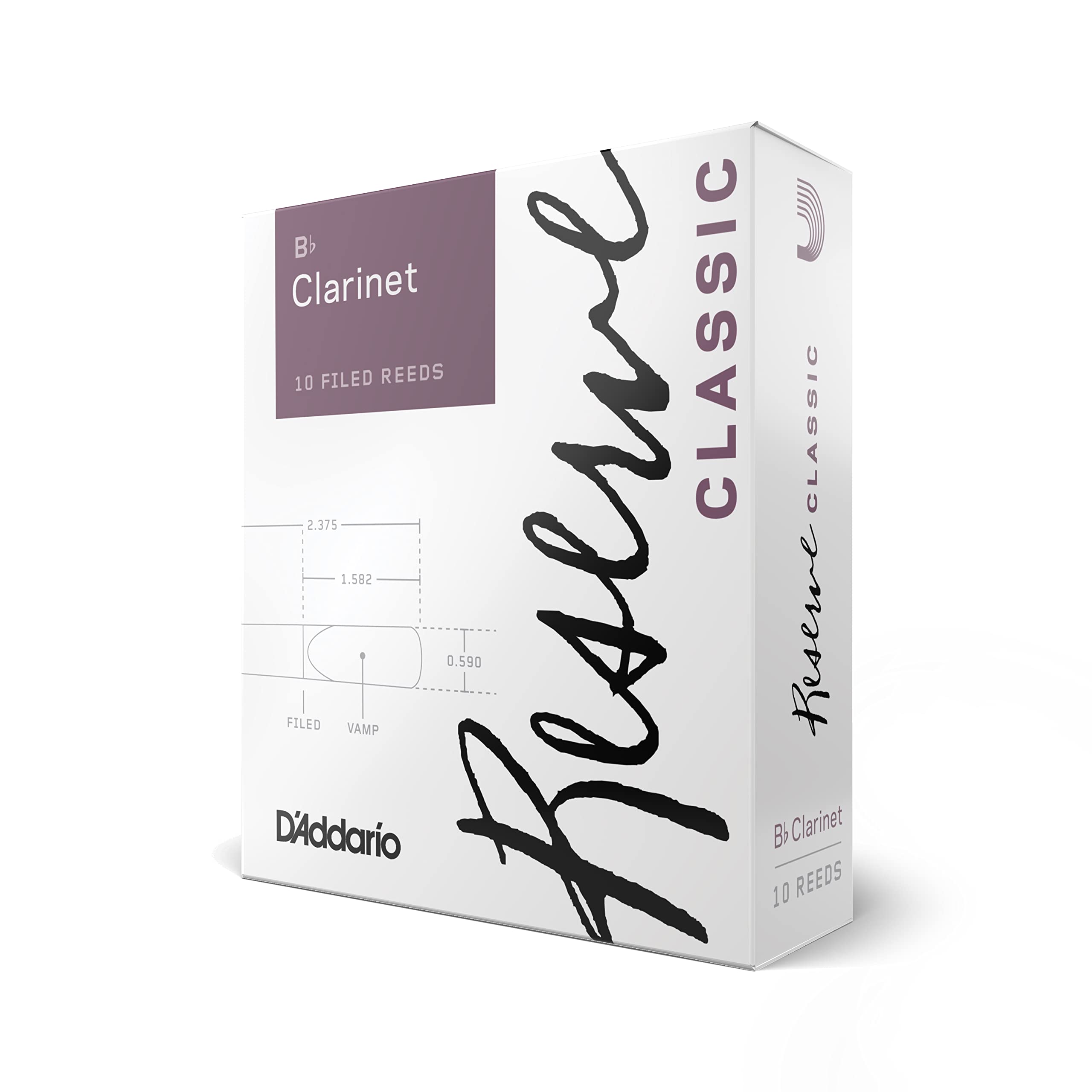 D’Addario Reserve Classic B Clarinet Reeds, Strength 3.5 (10-Pack) – Thick Blank Reed Offers a Rich, Warm Tone, Exceptional Performance and Consistency – Ideal for Advanced Students or Professionals