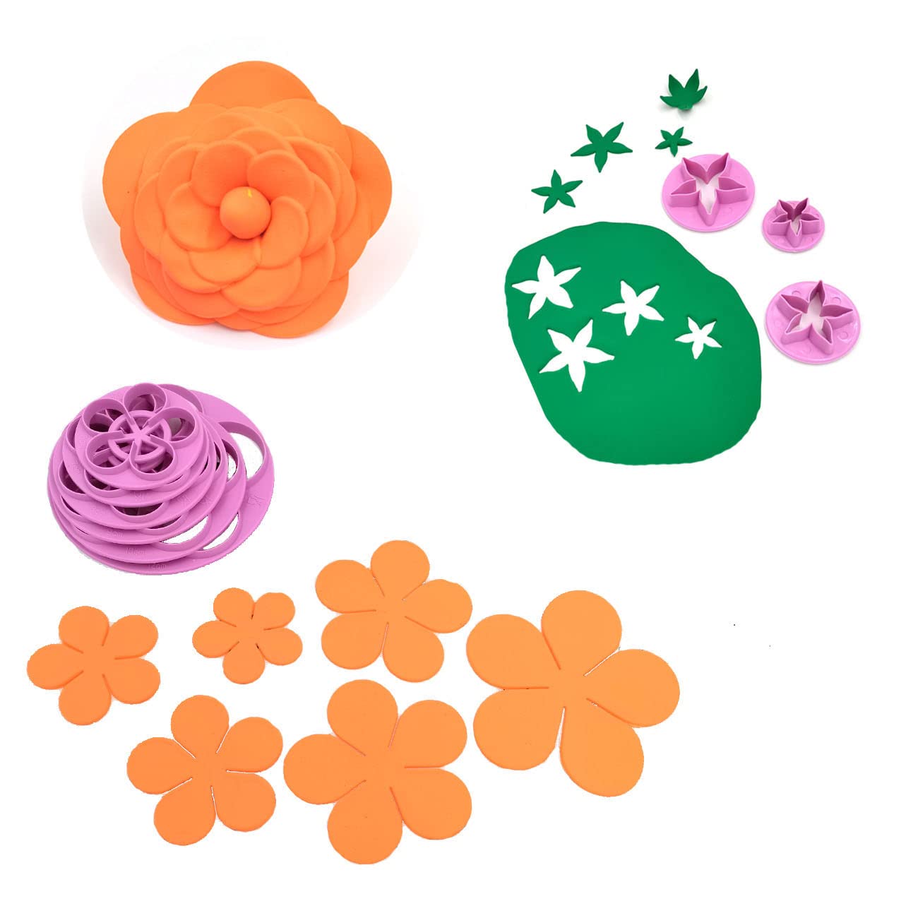 Gobaker Rose Petal Calyx Leaf Cutter Set Gumpaste Flower Mold Sugarcraft Fondant Modelling Tools for Cake Decorating,Pack of 12