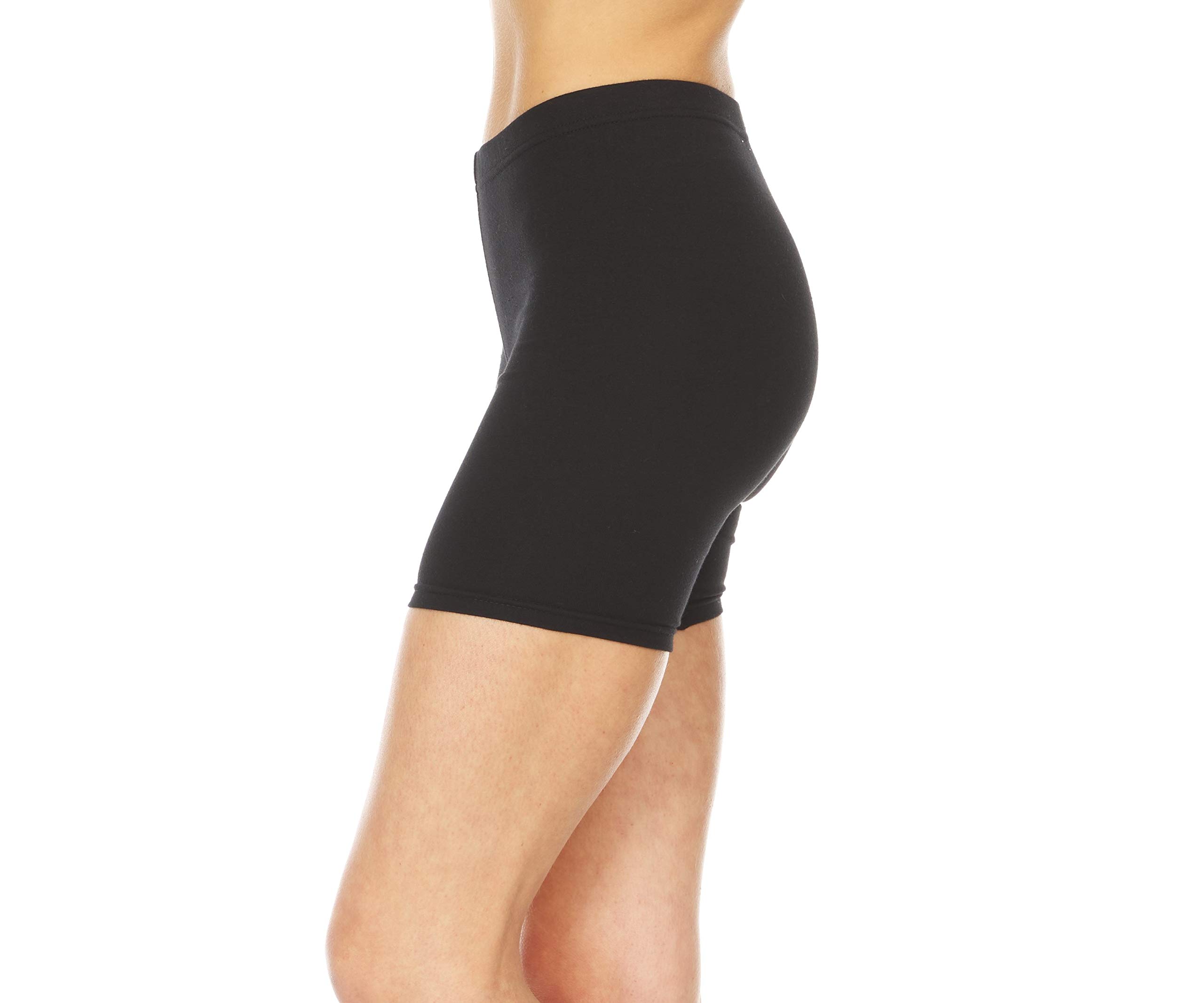 Essential Elements 3 Pack: Cotton Biker Shorts for Women - Stretch Bike Slip Yoga Exercise Undergarment Boxer Boy Shorts (Small, Black)