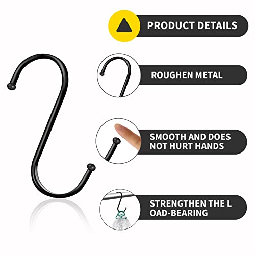 Lcsmaokin 30 Pack 4 Inch S Hooks for Hanging, Stainless Metal Steel Black S Shaped Hangers for Kitchen Utensils, Jeans, Plants, Pots, Pans, Cups, Towels - Black