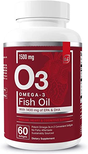Essential Elements Omega-3 Fish Oil Supplement with EPA & DHA | Fatty Acids for Immune, Heart & Cognitive Support | 60 Softgels