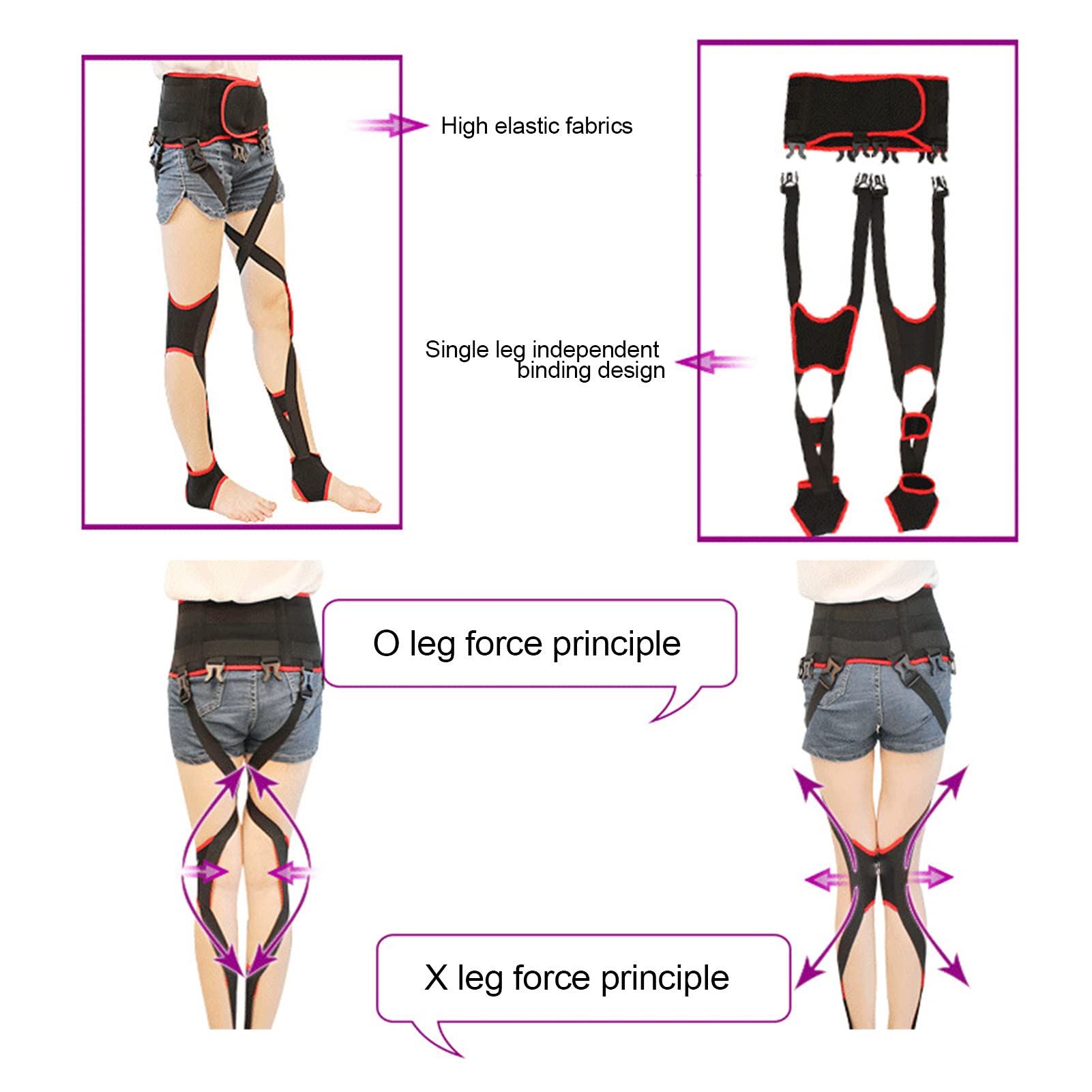 Dioche Legs Correction Belt, O/X Leg Posture Correction Elastic Leg Correction Straighten Belt Band For Adult(L)