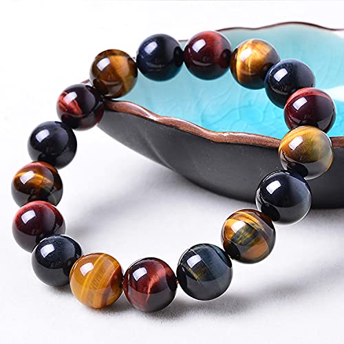 Enjoy Risingsun Tiger Eye Bracelet,Relax Anxiety Crystal Beaded Triple Protection Jewelry Bead Stone Chakra Gemstones Bracelets for women men