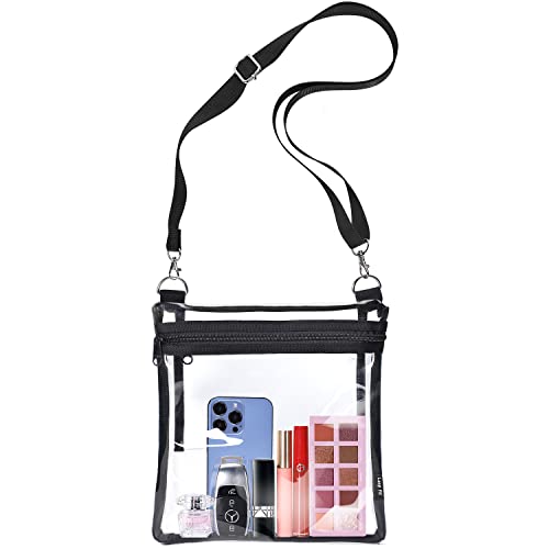 Leap Fit Clear Bag Stadium Approved: Women Men Crossbody Concert Bags See Through Purse - Transparent Plastic Handbag for Game day Festivals Sports