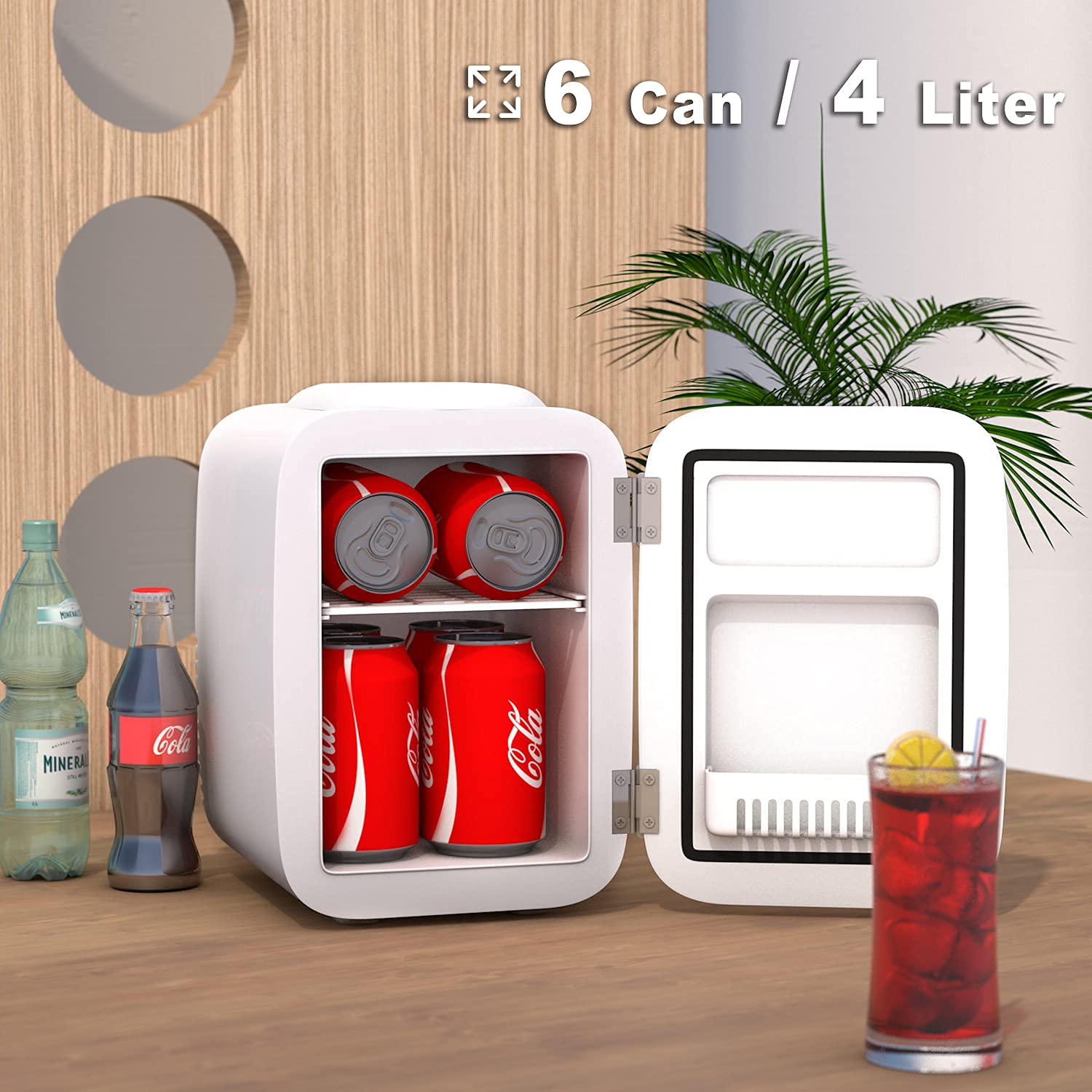 EDELWEISS Skincare Fridge, Mini Fridge for Bedroom, Makeup Refrigerator, Tiny Cosmetic Beauty Fridge, Desk Fridge for Office, Small Breastmilk Fridge, Portable Design with Handle, 4 Liter/6 Can