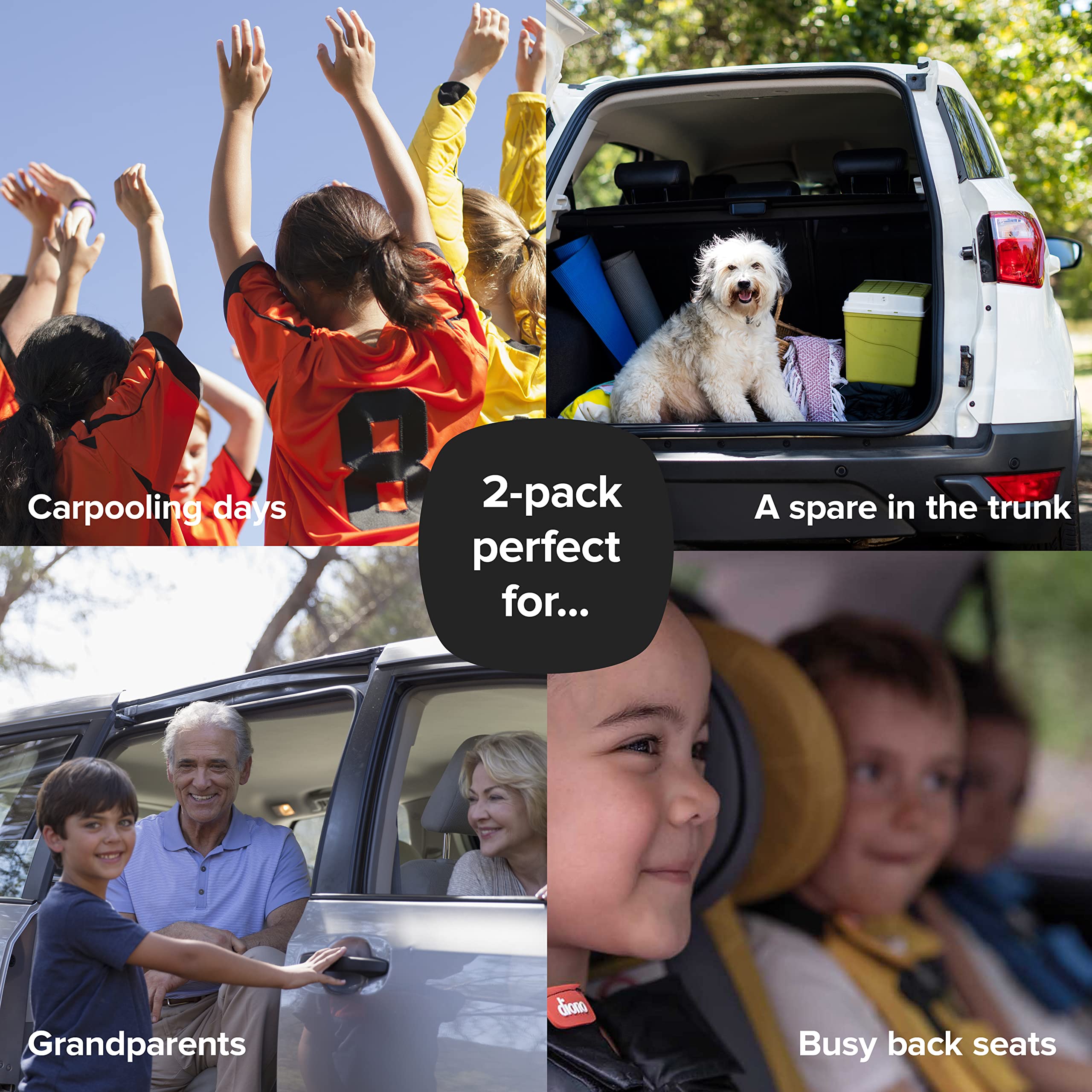Diono Solana, No Latch, Pack of 2 Backless Booster Car Seats, Lightweight, Machine Washable Covers, Cup Holders, Charcoal