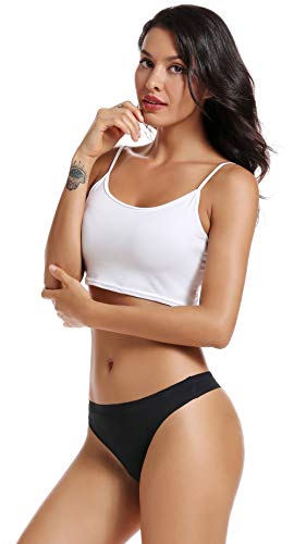 voenxe Seamless Thongs for Women No Show Thong Underwear Women 5-10 Pack (5 pack black, Small)