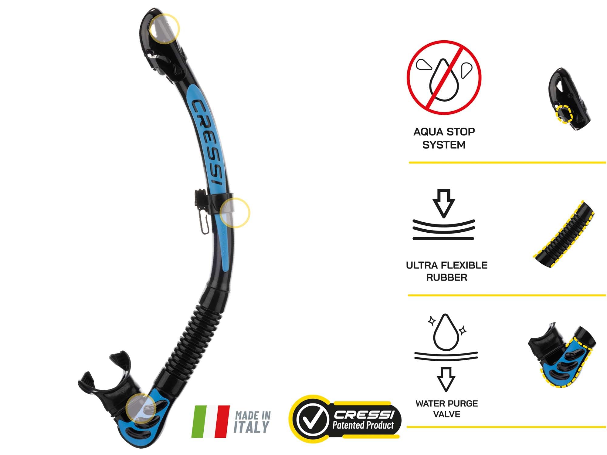 Cressi Alpha Ultra Dry snorkel (black/Silver) (ES258055)