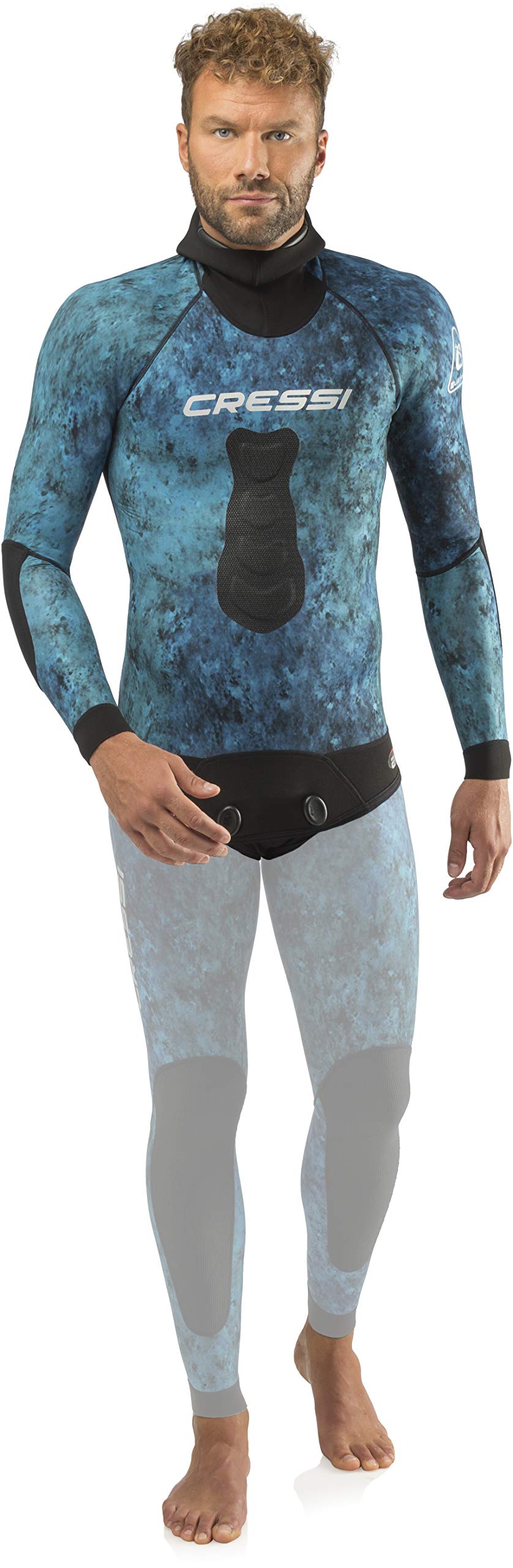Cressi Blue Hunter Top Wetsuit 2.5mm, Camo Blue, S