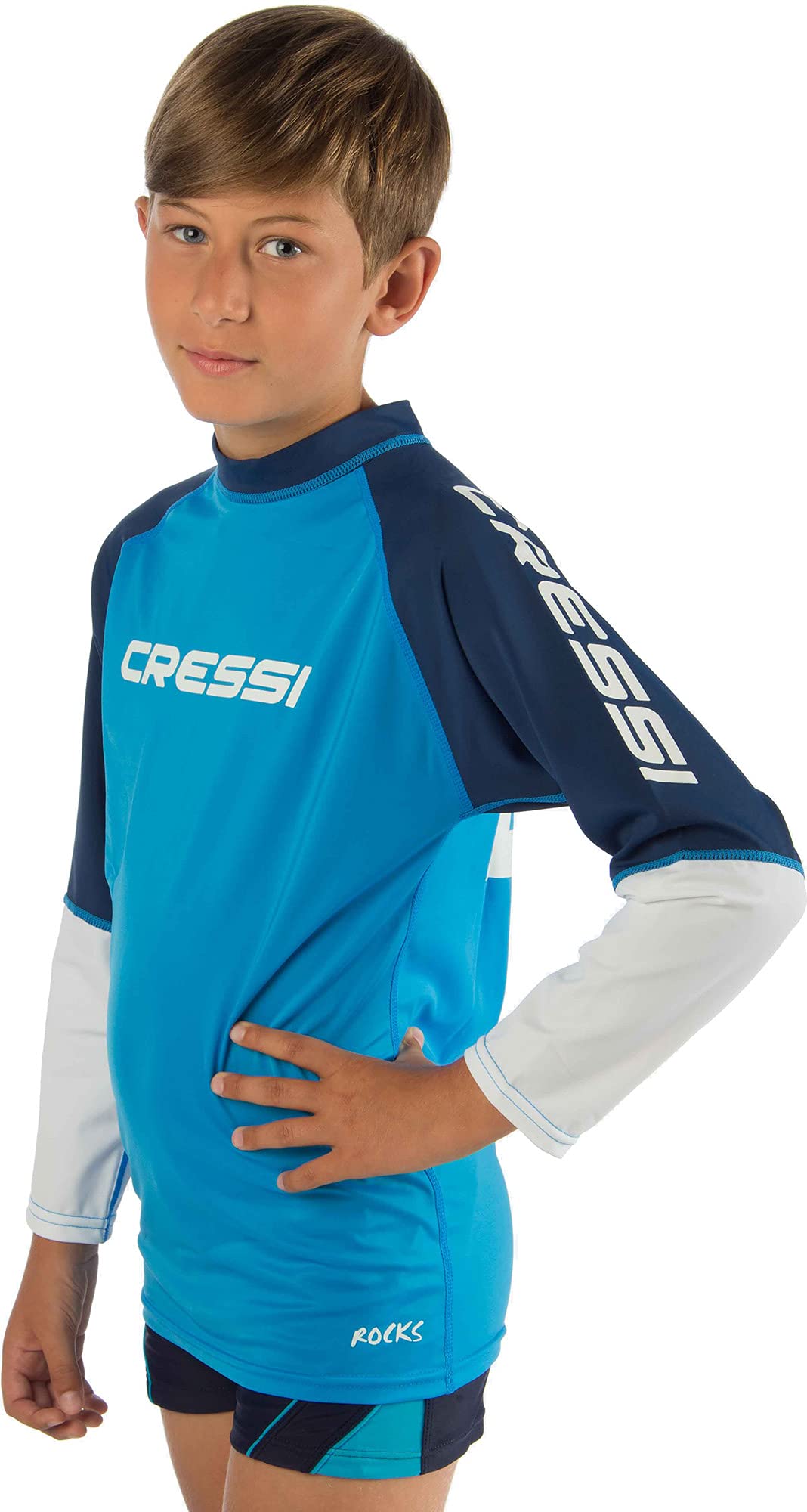 Cressi boys Long Sleeve Rash Guards, Blue, XL 14 15 years US