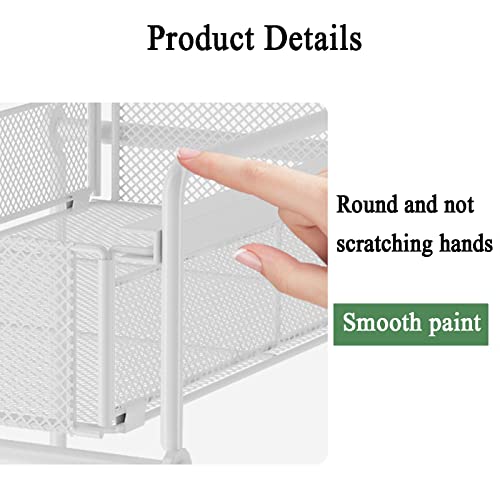 LEAYAN Under Sink Storage Cabinet Organizer Drawer, Under Sink Organizers and Storage 2-Tier Under Cabinet Bathroom Organizer Sliding Drawer Under Sink Rack Shelf, White 40x27x40cm