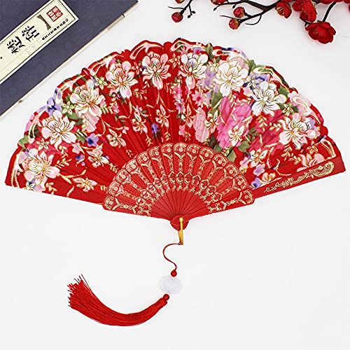 Folding Fan Vintage Pattern Chinese Style Hand Held Fans Silk Plastic Folding Fans Summer Wedding Party Fan Elegant Pattern Pocket Gift (8) (9)
