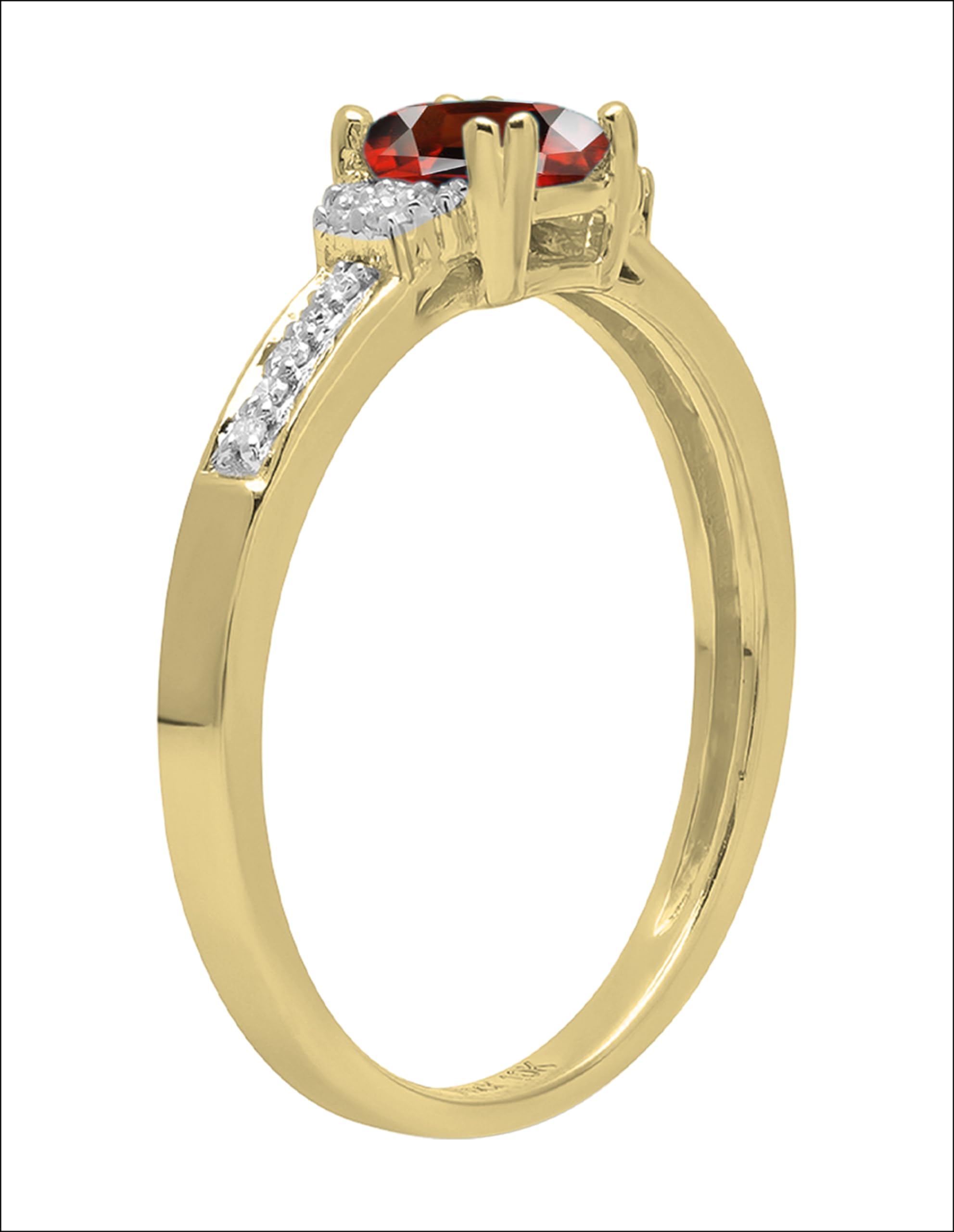 Dazzlingrock Collection 5 MM Cushion Garnet & Round Diamond Engagement Ring in 10K Yellow Gold, Size 8